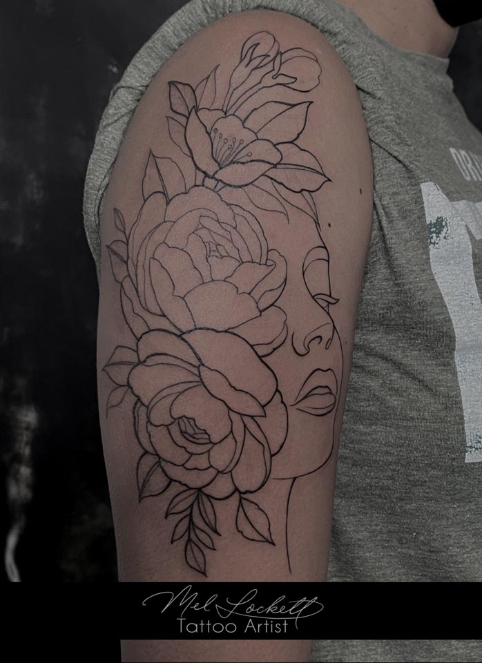 Fine Line, Linework tattoo by Mel Lockett